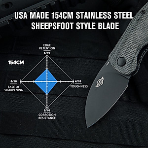 OKNIFE Parrot 154CM Stainless Steel Folding EDC Pocket Knife Bundle with Otacle 2 EDC Ti Bottle Opener Pry Bar