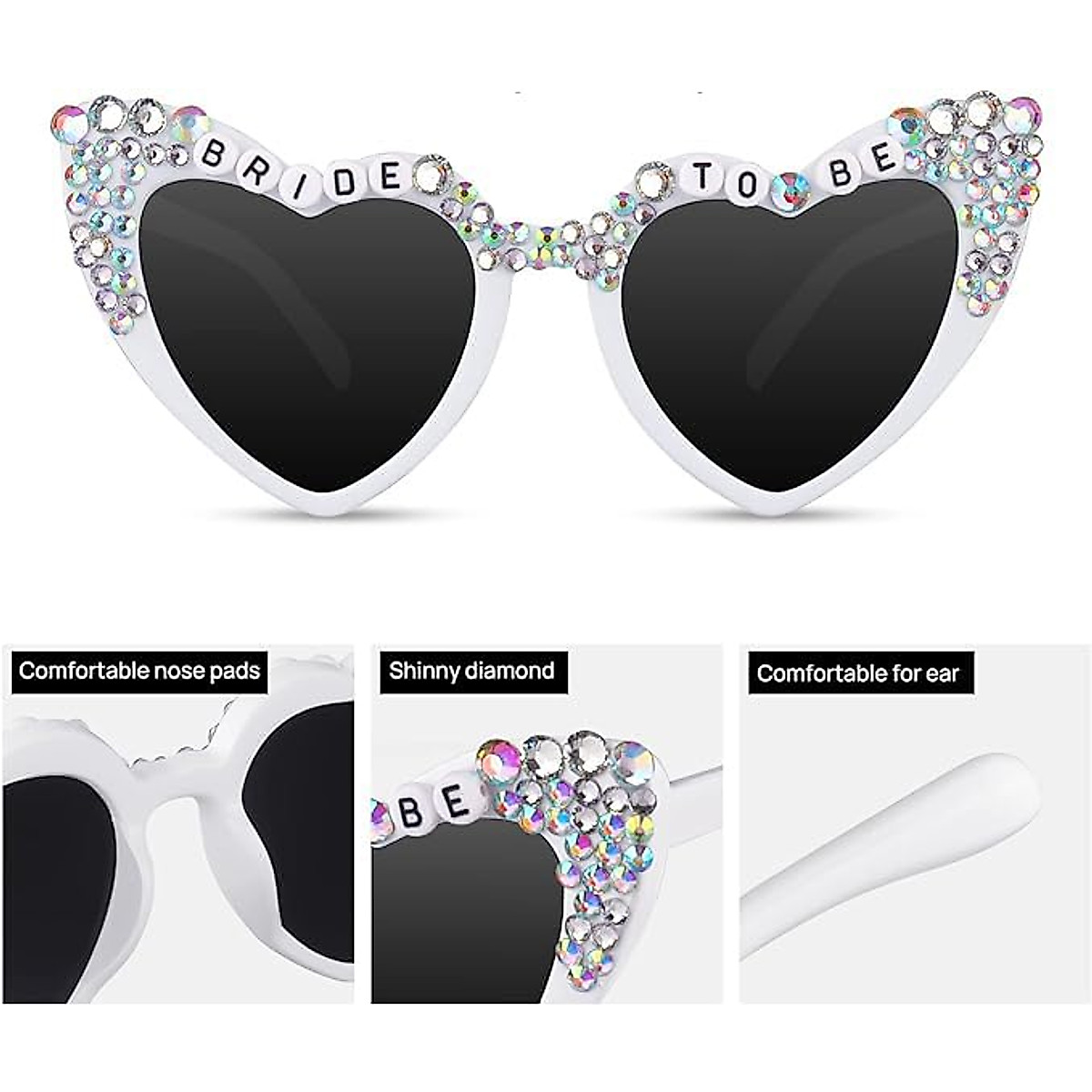 MGupzao Bride Sunglasses - White Bachelorette Glasses for Bride to Be, Bridal Shower Gift, Bachelorette Beach Accessories Party Favors