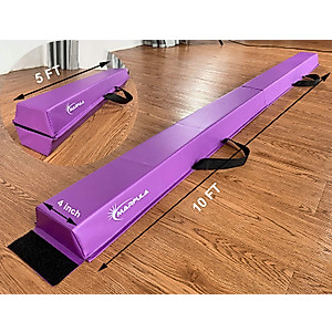 MARFULA 6 FT / 8 FT / 9 FT / 10 FT Balance Beam Folding Floor Gymnastics Equipment for Kids, Non Slip Base, Gymnastics Beam for Training Home Gym Use