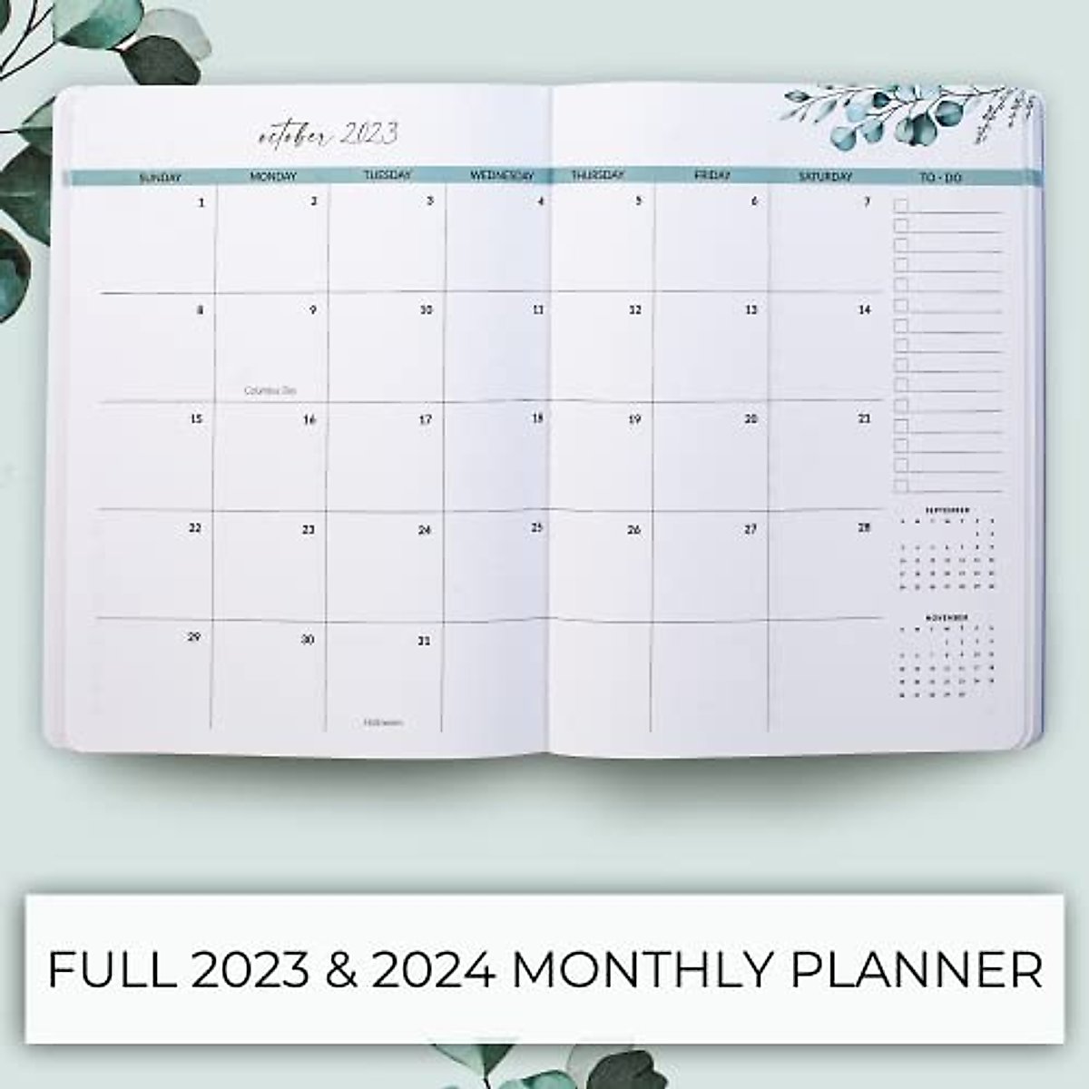 Simplified 2023-2024 Monthly Planner and Calendar Book - Beautiful Modern Greenery To Do List Notebook Easily Organizes Your Tasks to Boost Productivity - Runs Until December 2024