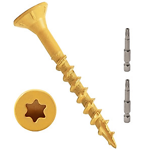 LIONMAX Deck Screws 1-5/8 Inch, Wood Screws #8 x 1-5/8", 800 PCS, Rust Resistant, Exterior Epoxy Coated, Outdoor Decking Screws, Torx/Star Drive Head Screw, T25 Star Bit Included, Tan