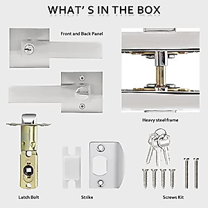 Bonpoly 6 Pack Heavy Duty Entrance Door Lever Door Handle(for Office/Front Door), Entry Door Handle Set, Keyed Alike/Combo Keys Door Handles, Satin Nickel Lever Door Knobs with Lock and Key