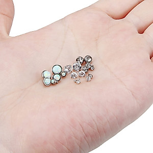 Vqoxaggi 18PCS 14G Grade 23 Titanium Dermal Anchor Tops Internally Threaded Clear Gem Dermal Piercing Jewelry for Women Men, VXG0003