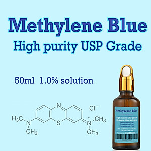 Methylene Blue USP Grade 1.0% Solution 50 mL (1.69 fl oz) High Purity with Aseptic Filling Techniques (Premium Dropper) 3rd Party Tested.