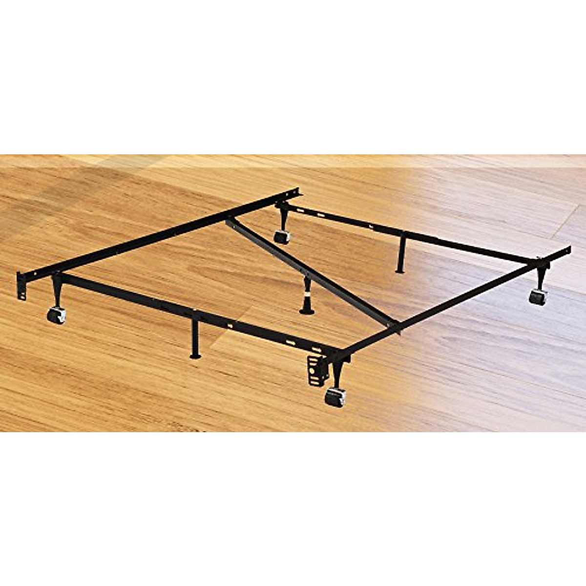 KB Designs Heavy Duty Metal 7-Leg Adjustable Queen, Full, Full XL, Twin, Twin XL, Bed Frame with Center Support, Rug Rollers & Locking Wheels