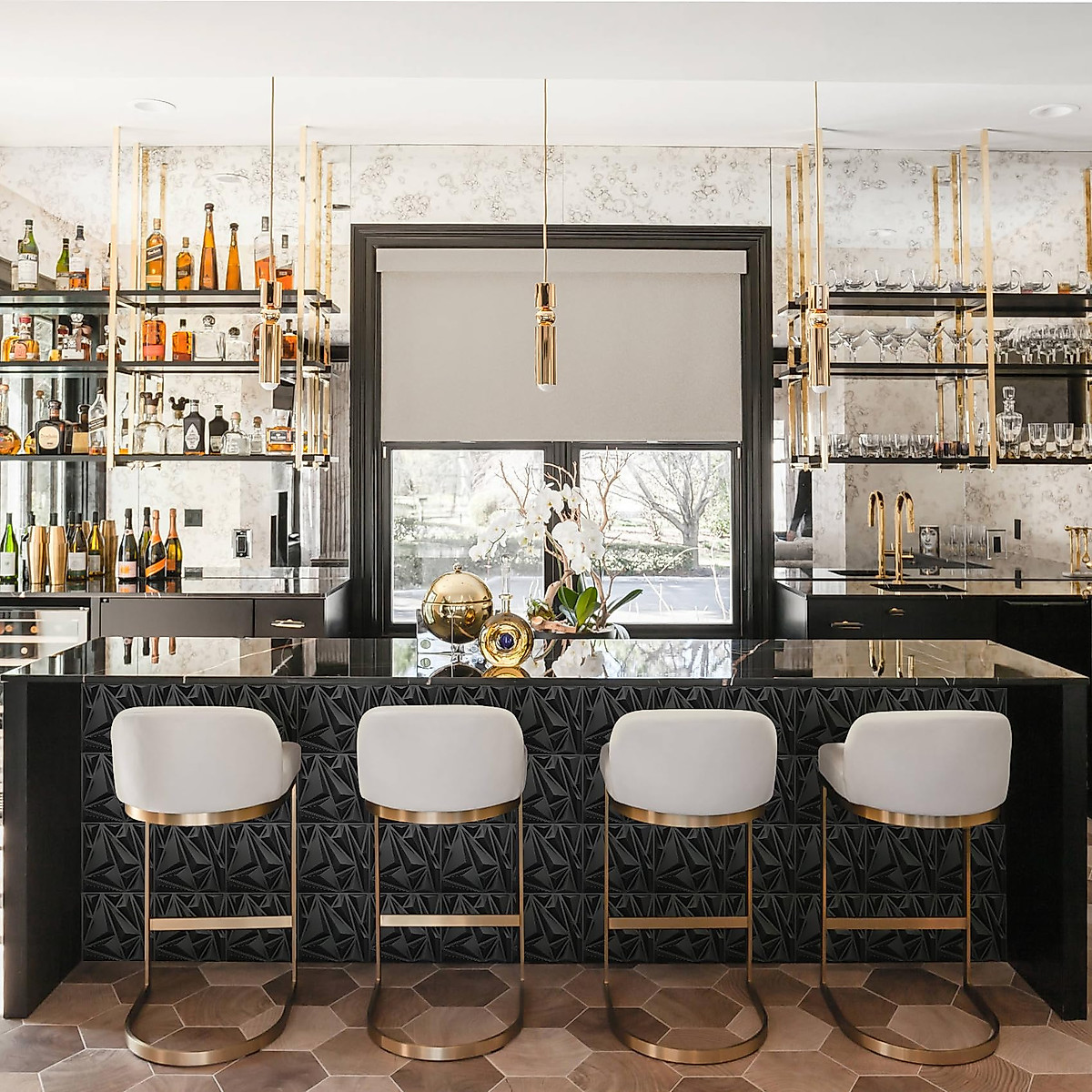 STICKGOO 33 Pack 3D Wall Panels for Interior Wall Decor, Black Diamond Design Accent Wall Decor, 12''x12'' Modern Wall Panels for Gaming Room Bedroom TV Background