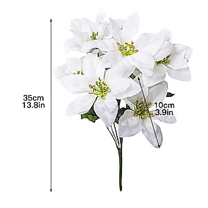 Firlar 4 Pcs Artificial Poinsettia Bouquet, 7 Stems Each, Red Artificial Poinsettia Bushes Fake Poinsettias Flowers, Christmas Decoration Bouquet Silk Poinsettia for Christmas Tree Home Garden Decor