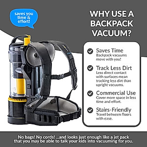Prolux 2.0 Lightweight Commercial Bagless Backpack Vacuum Cleaner w/Dual HEPA Shield Filtration