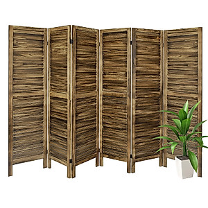 Babion 6 Panel Room Dividers, Wood Room Divider Screen, Room Dividers and Folding Privacy Screens, Folding Portable Partition Screen, Modern Bedroom Decoration(Dark Brown)