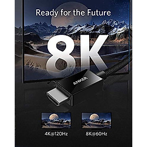 Anker 8K@60Hz HDMI Cable, Ultra High Speed 4K@120Hz 48Gbps 6.6 ft Ultra HD HDMI to HDMI Cord, Support Dynamic HDR, eARC, Dolby Atmos, Compatible with PlayStation 5, Xbox Series X, Samsung TVs and More