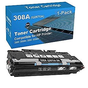 Jullu 1-Pack (Black) Compatible High Yield 308A (Q2670A) Laser Printer Toner Cartridge use for 3500 3500n 3550 3550n Printer