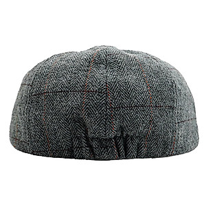 Charmylo Newsboy Cap Gatsby Baker Boy Hat Flat Caps Tweed Adjustable Peaky Herringbone Cloth Cap Hat Grey