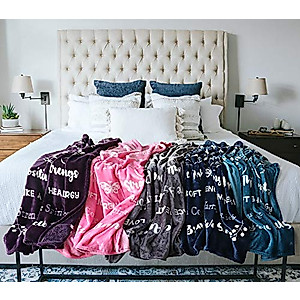MACEVIA Breast Cancer Gifts for Women Fleece Healing Thoughts Blanket Super Soft & Warm Get Well Breast Cancer Blanket Sympathy Gift with Inspirational Positive Energy (50"x60", Pink)
