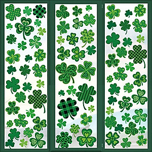 St Patricks Day Window Clings, Double-Side Quality Printed Shamrock Decorations for St Patrick's Day, Lucky Irish Decals Party Ornaments…