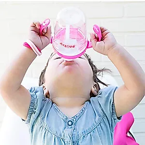 Nuby 360 Grip N' Sip 8oz Tritan Cup, Weighted Straw with Hygienic Cover, Pink