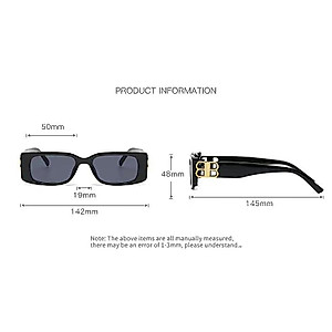 NLEYANB 5 Pieces Y2K Small Rectangle Square Sunglasses Bulk for Women UV400