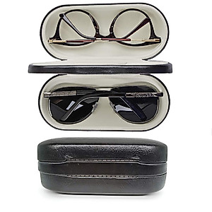 Metrical 2-in-1 Eyeglasses Case, Dual Glasses Case for Two Frames, Double Layer Hard Shell Protective Cases for Glasses, Not suitable for sunglasses