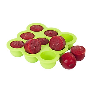 Kiddo Feedo Baby Food Freezer Tray with Silicone Clip-On Lid - Free E-Book by Award-Winning Author/Dietitian - Green