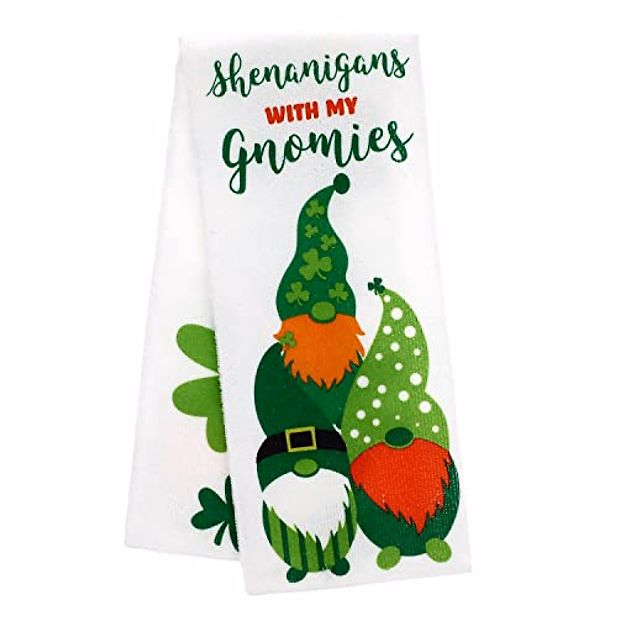 St Patrick's Day Shenanigans with My Gnomies Shamrock St Patrick s Day Decorative Kitchen Towel Dish Towels, Bathroom Hand Towels, 15 X 25 Inch + Plus Bonus Item