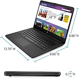 HP Stream 14inch HD Display, Intel Celeron Dual-Core Processor, 8GB DDR4 Memory, 128GB Storage (64GB eMMC+64GB Card),WiFi,Webcam,Bluetooth,1-Year Microsoft 365, Windows 11 S, Jet Black | TGCD Bundle