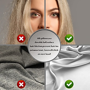 Natural Mulberry Silk Pillowcase for Hair and Skin Standard Size 20"X 26" with Hidden Zipper Soft Breathable Smooth Cooling Silk Pillow Covers(Silver Grey,Standard,1Pcs)