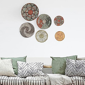 EFLAL Woven Wall Basket Decoration, Woven Basket Rattan Wall Decoration, Bohemian Style Wall Basket for Wall Decoration, Round Natural Handmade sea Grass Woven Basket