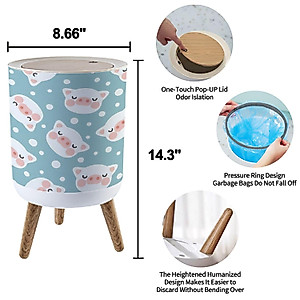 Small Trash Can with Lid for Bathroom Kitchen Office Diaper cute white happy face scandinavian a pastel blue Kids animals kawaii Bedroom Garbage Trash Bin Dog Proof Waste Basket Cute Decorative