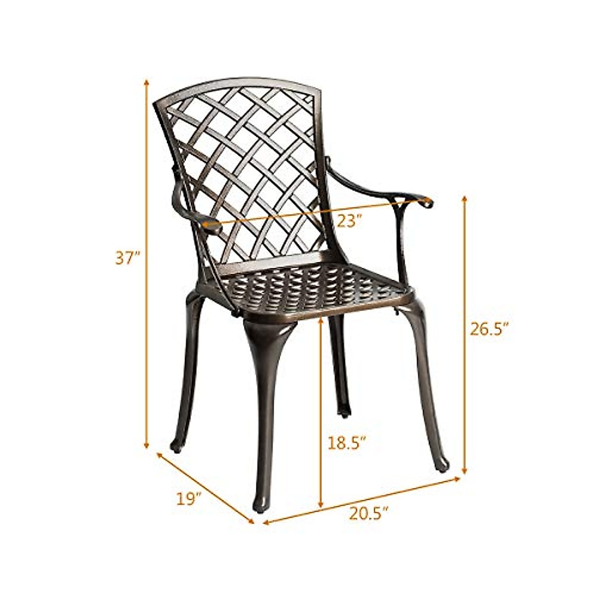 Giantex Patio Chairs Set of 2, Outdoor Dining Chairs Cast Aluminum, Durable Solid Legs, Bistro Chair w/Hollow Seat Back, Antique Armchairs for Lawn Porch Garden Backyard Poolside Deck