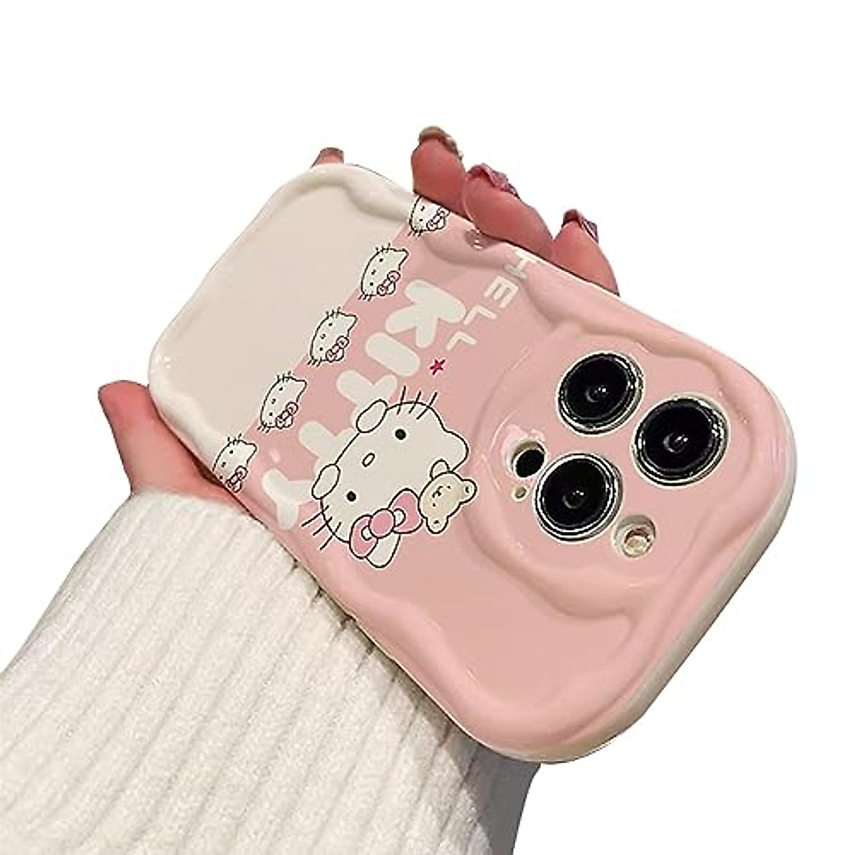 Cartoon Case for iPhone 14 Pro Case, Cute Funny Kawaii Kitty Cat Animal Character Phone Case 3D Cover Silicone Phone Case for Kids Girls and Womens