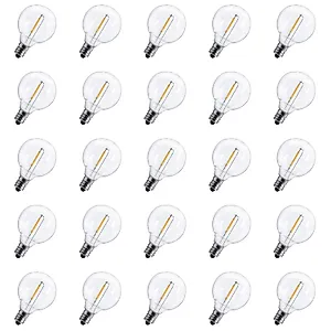 Brightown G40 Led Replacement Light Bulbs 1W Shatterproof Globe Bulb fits E12 or C7 Candelabra Screw Base Sockets, 1.5 Inch Dimmable Light Bulbs for Indoor Outdoor Patio Decor (50Pack)