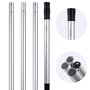 POOLAZA Pool Pole Dual-Handle, Anodized Aluminum Pool Skimmer Pole, Detachable & Telescopic Pool Pole (15Ft)