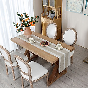 Farmhouse Braided Striped Table Runner Rustic Embroidery Coffee Table Runners for Decorations Weddings Holiday Brown 13x48inch