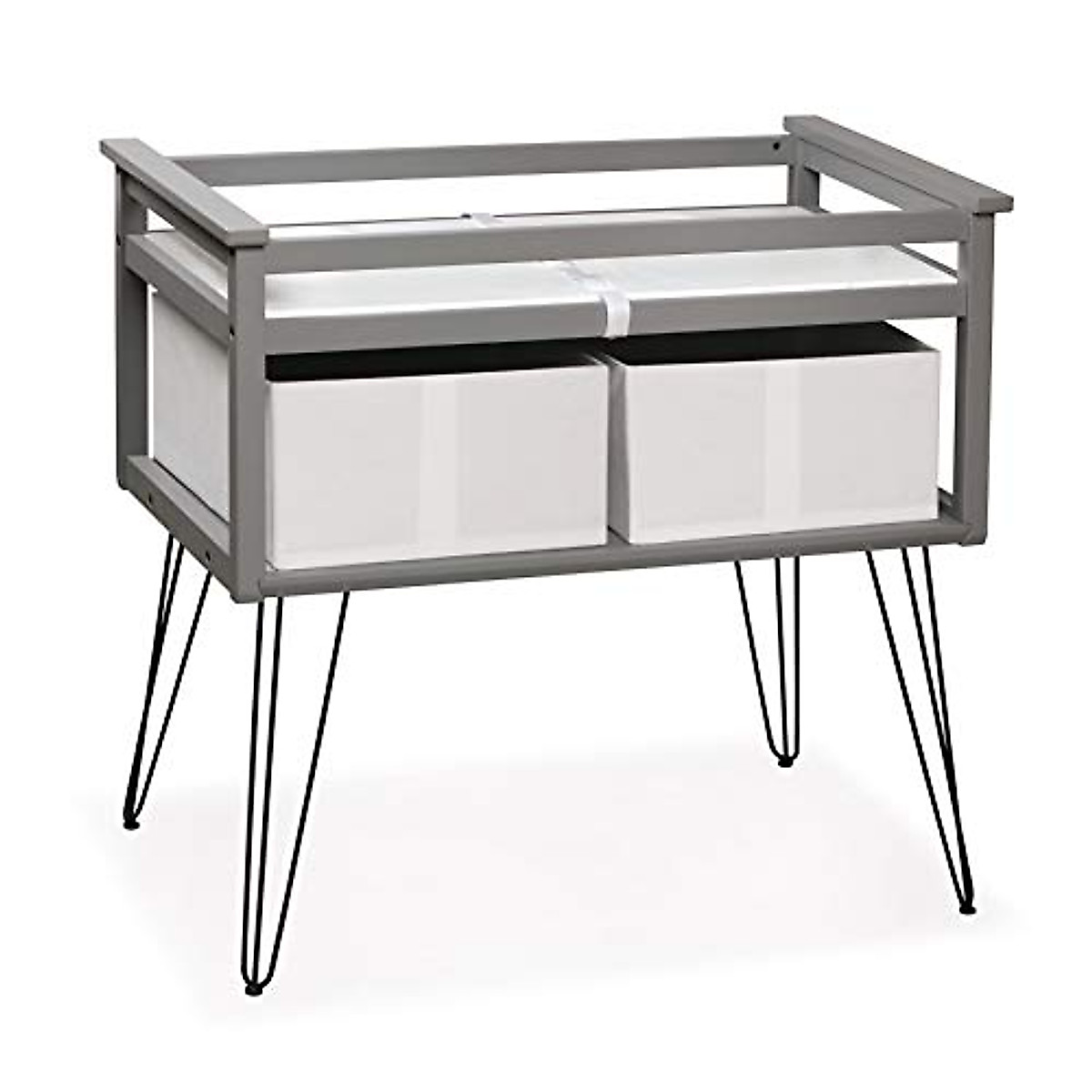 Badger Basket Contempo Convertible Changing Table for Infants and Babies - Includes Two Baskets, Gray/White