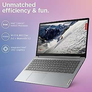 Lenovo IdeaPad 1 Silver Slim Laptop Intel Processor N4020 up to 2.8Ghz 4GB DDR4 128GB SSD 14in FHD LED HDMI Win 11 Webcam (LE14-Renewed)