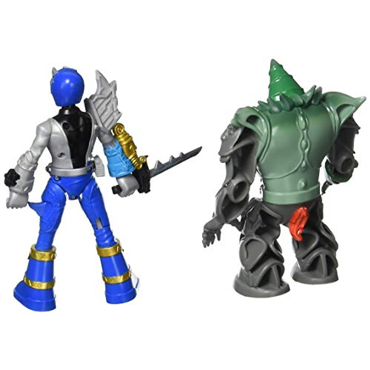 Power Rangers Dino Fury Battle Attackers 2-Pack Blue Ranger vs. Shockhorn Kicking Action Figure Toys with Accessory Inspired by TV Show Ages 4 and Up