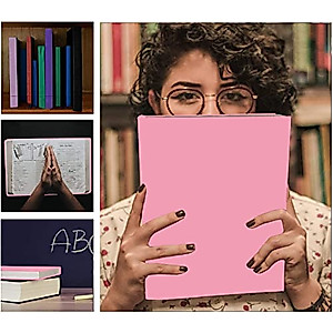 2 Pack Stretchable Book Sleeve Covers, for Paperbacks Hardcover Textbooks up to 9" x 12", Office Supplies with Free Sticker Labels (2 Pack, Pink)