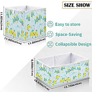 visesunny Closet Baskets Tropical Fish Cartoon Pattern Storage Bins Fabric Baskets for Organizing Shelves Foldable Storage Cube Bins for Clothes, Toys, Baby Toiletry, Office Supply