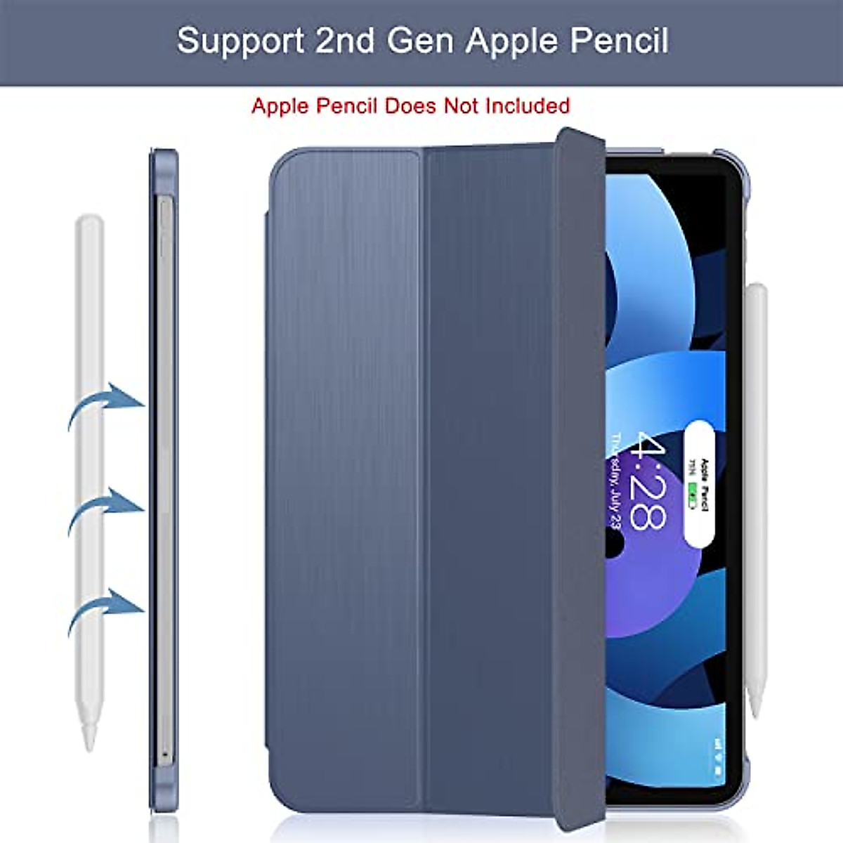 Soke Case for iPad Air 5th Generation 2022/ iPad Air 4th Generation 2020 - [Slim Trifold Stand + 2nd Gen Apple Pencil Charging + Auto Sleep/Wake ], Hard PC Back Cover for iPad Air 10.9 inch,Lavender