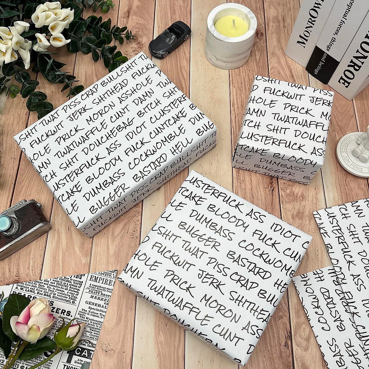 Dtiafu Rude Wrapping Paper for Women Men Adult - 6 Sheets Funny Gift Wrap for Holiday Birthday Wedding - 20 x 28 Inch Per Sheet Not Rolled