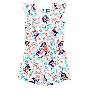 Disney Princess Moana Little Girls French Terry Sleeveless Romper White 6-6X