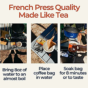 Wildland Coffee | Extra Dark Roast 10 Pack | Single Serve Coffee Bag | Strong Bold Flavor | Travel & Camping Size | Tea Bag Style Coffee | Steepable