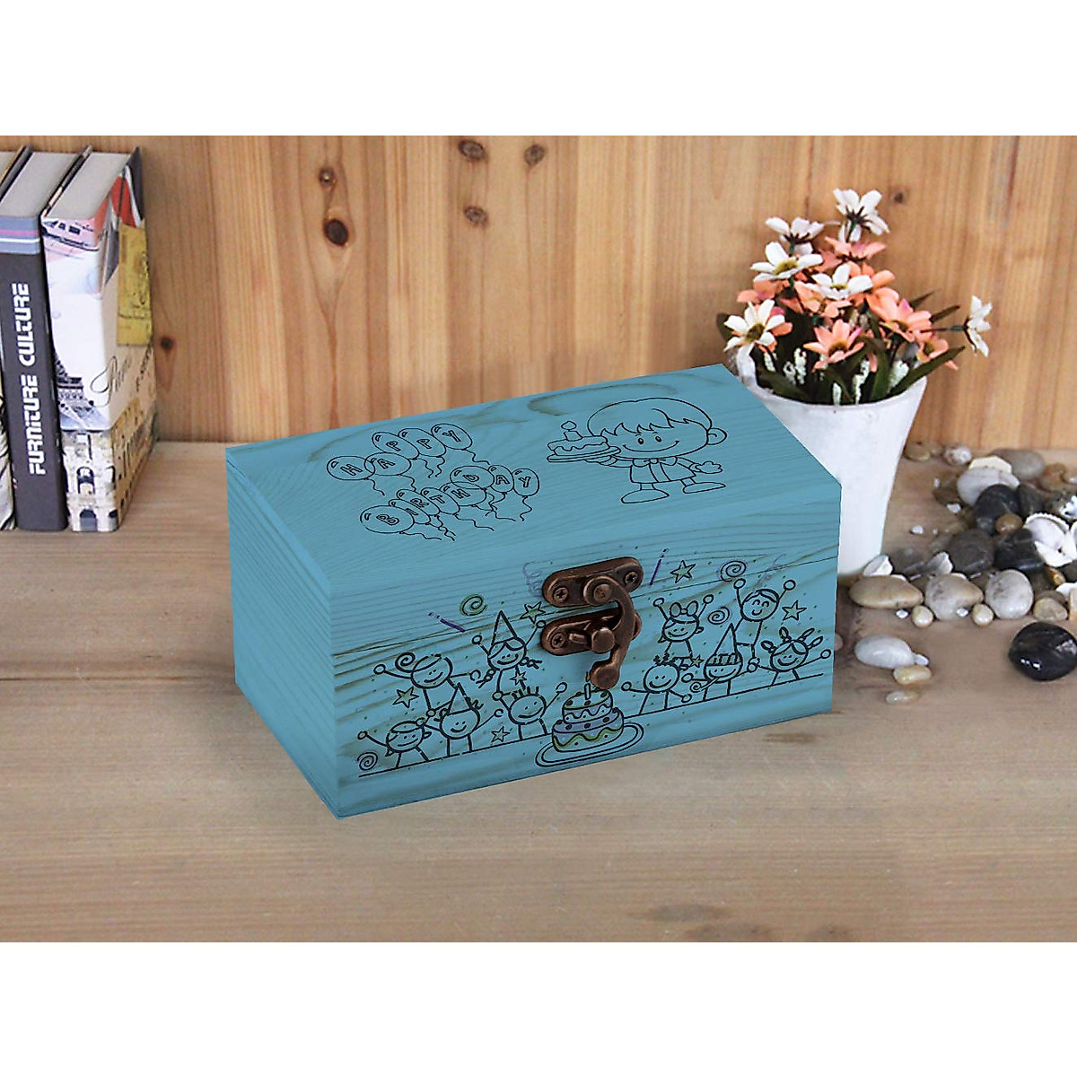 Unfinished Wood Box , Dedoot 2 PCS 5.5x2.75x2.87 Inch Small Wood Craft Box with Locking Clasp Rectangle Wood Gift Box Organizer for Jewelry Artist Tool and Brush Storage Box