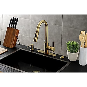 Kingston Brass LS8783CTL Continental Pull-Down Sprayer Kitchen Faucet, Brushed Brass