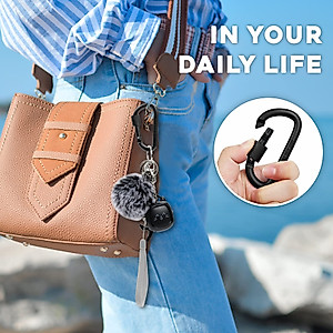 Keychain Set for Girls with Personal Alarm, Funseeya Keychain Accessories with Personal Sound Siren, Cute Pom Pom, Locking Carabiner Clip and Whistle