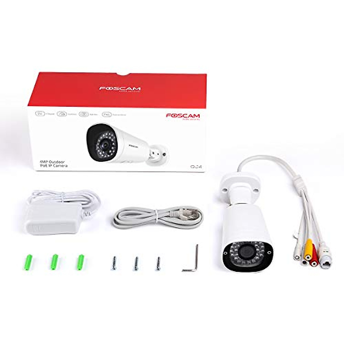 Foscam PoE Ultra HD 2K 4MP IP Camera, Outdoor/Indoor Security Video Surveillance Camera,AI Human/Motion Detection & Alert Notification,66ft Night Vision with 30 IR-LEDs,2-Way Audio & IP66 Waterproof