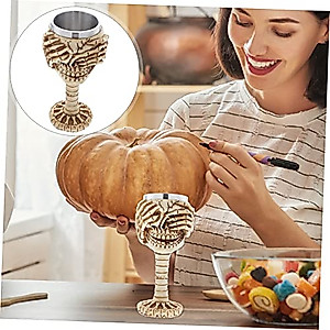 LIFKOME 1Pc goblet Wine Cup for Party 3d wine glass Stainless steel decorate halloween resin Halloween Cocktail Glass Party Wine Cup ghost head three-dimensional Skull Cocktail Glass gift
