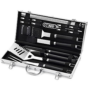 ROMANTICIST 20Pcs Grill Tools Set,Stainless Steel BBQ Tools Set with Thermometer and Portable Case,Premium Grill Utensil Set-Ideal Grilling Gifts for Men&Women on Father's Day, Christmas,Birthday
