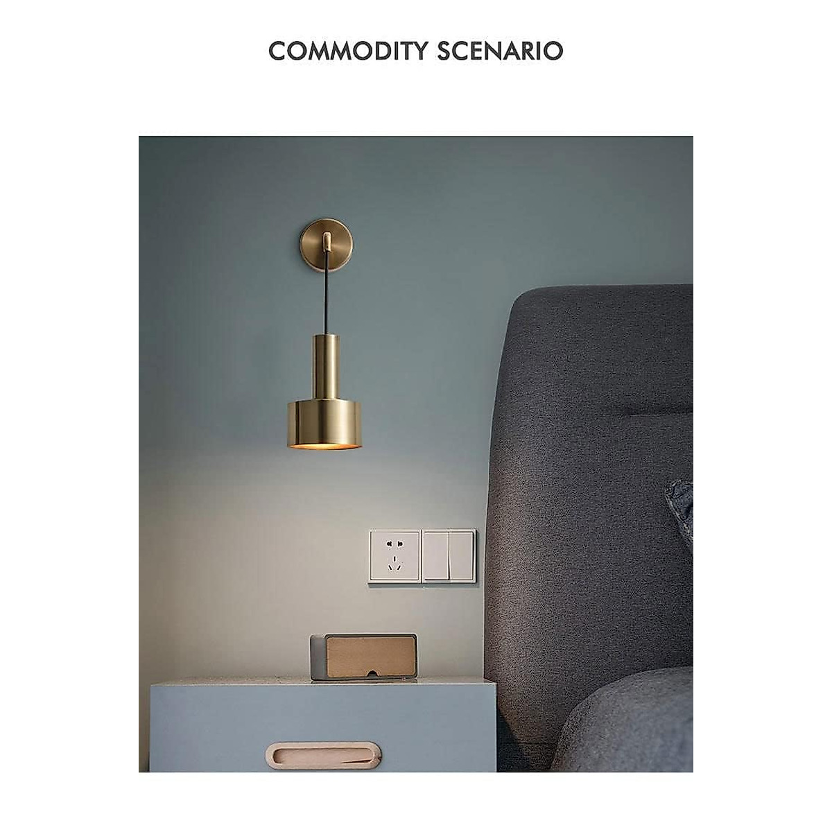 KEFA Battery Operated Wall Lights Indoor with Remote,2 Pieces of Bedroom Bedside Chandelier Gold Warm Light