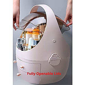 SHINYSTAR Extendable Large Cosmetic Storage Organizer with Drawers-Clear Makeup Box with Lid and Handle-Beauty Organizers and Storage Countertop-Skincare Organizers Dust Water Proof (Light Pink)