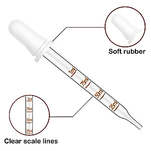 P-ABC 2PCS Droppers Pipettes, 1ml Essential Oil Dropper, Glass Liquid Droppers,Straight Tip Calibrated Glass Dropper (Straight tip droppers)